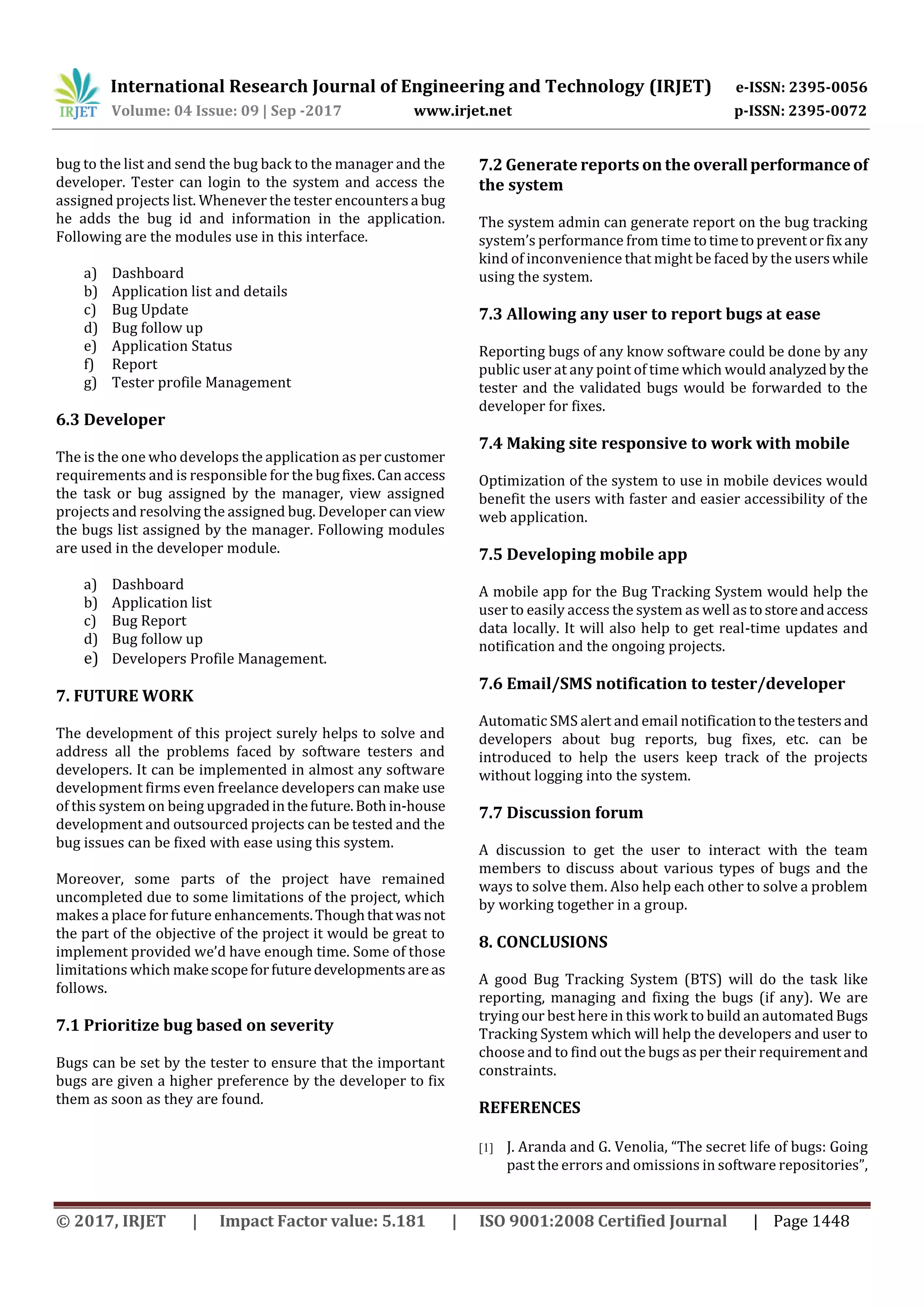 Bug Tracking System (BTS) | PDF