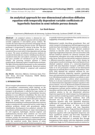 An Analytical Approach for One-Dimensional Advection-Diffusion Equation with Temporally ...