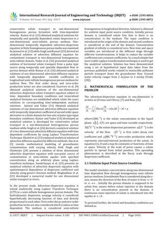 An Analytical Approach for One-Dimensional Advection-Diffusion Equation with Temporally ...