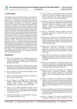 An Analytical Approach for One-Dimensional Advection-Diffusion Equation with Temporally ...