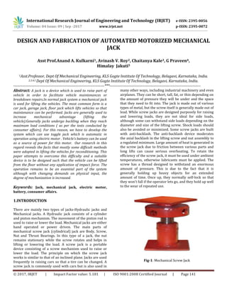 Design and Fabrication of Automated Motorized Mechanical Jack | PDF