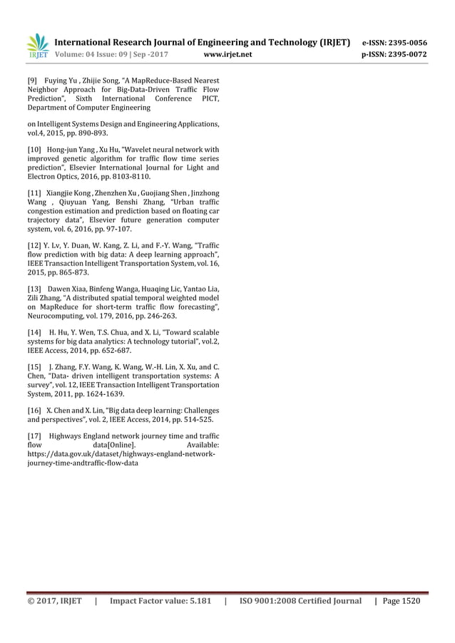 Classification Approach For Big Data Driven Traffic Flow Prediction Using Apache Spark Pdf