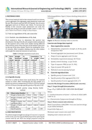 Experimental Study on Use of Fly Ash in Concrete | PDF