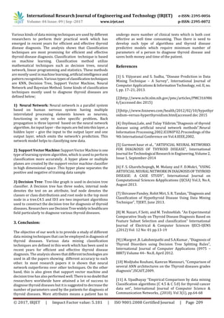 Comparative Study of Existing Techniques for Diagnosing Various Thyroid Ailments | PDF
