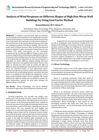 Analysis of Wind Response on Different Shapes of High Rise Mivan Wall Buildings by using Gust ...
