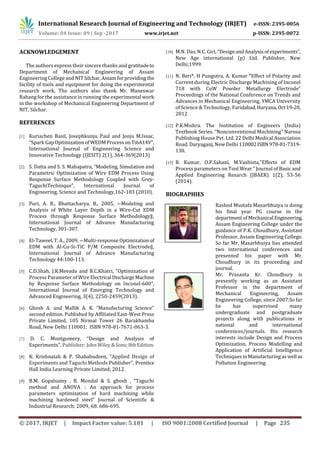 Multi-Objective Optimization of EDM process parameters using Taguchi-Grey Relational Analysis ...