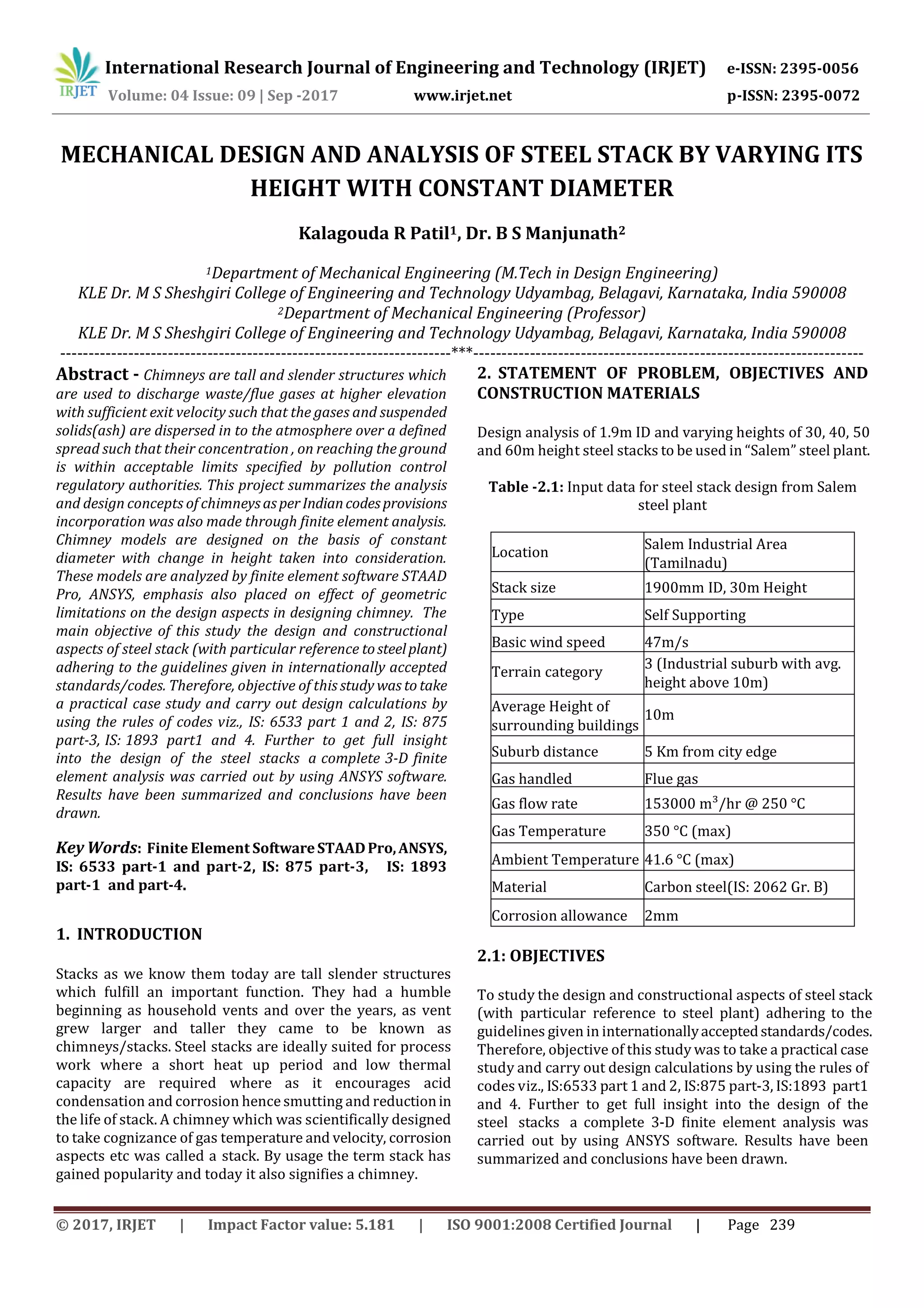 Mechanical Design and Analysis of Steel Stack by Varying its Height ...