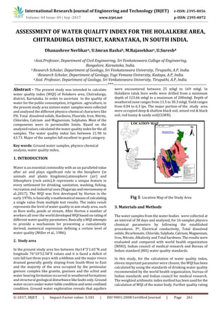 Assessment of Water Quality Index for the Holalkere Area, Chitradurga District, Karnataka, in ...