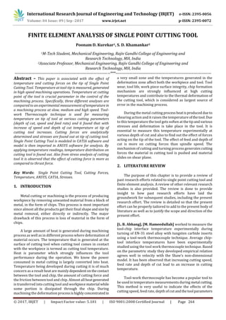 Finite Element Analysis of Single Point Cutting Tool | PDF