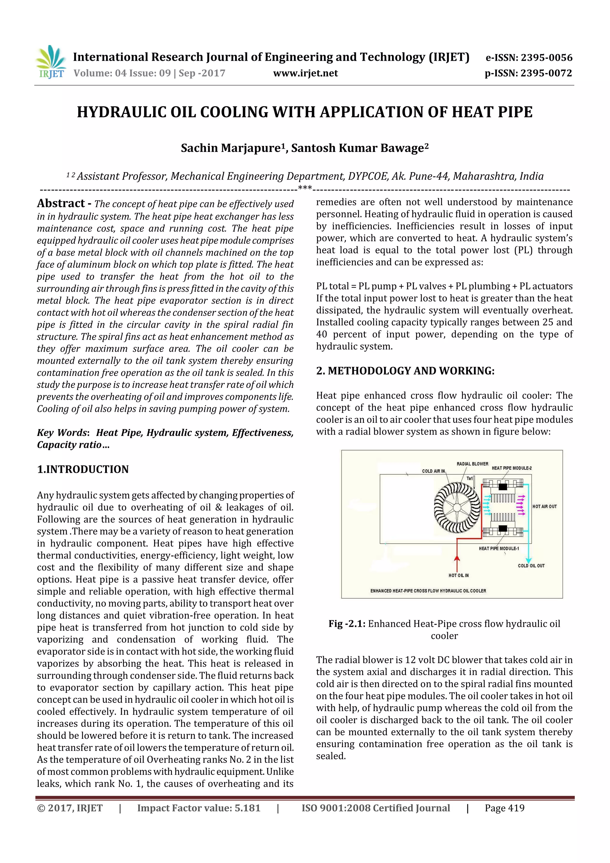Hydraulic Oil Cooling with Application of Heat Pipe | PDF