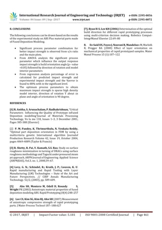 Experimental Investigation of Impact Strength for ABS Plus F.D.M. Parts using Taguchi | PDF | 3 ...