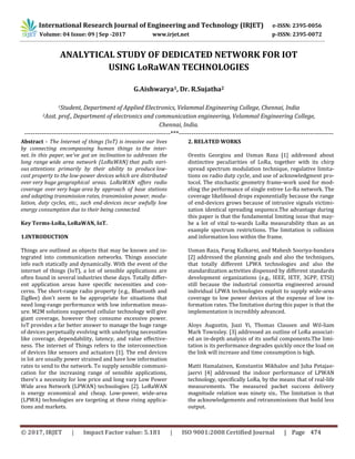 Analytical Study of Dedicated Network for IOT using LoRaWAN Technologies | PDF | Internet of ...