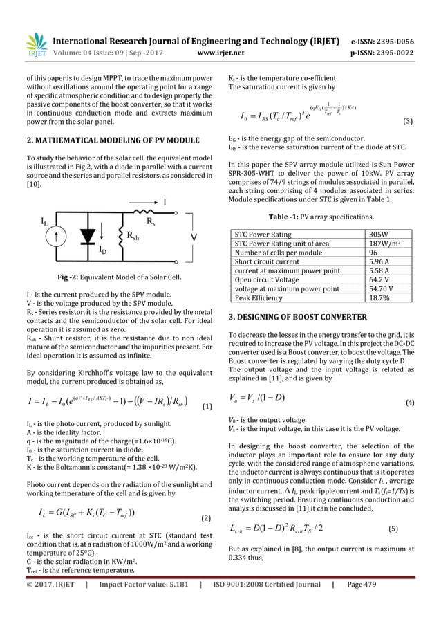 Modeling and Analysis of a Maximum Power Point Tracking Control for Double Stage Solar ...