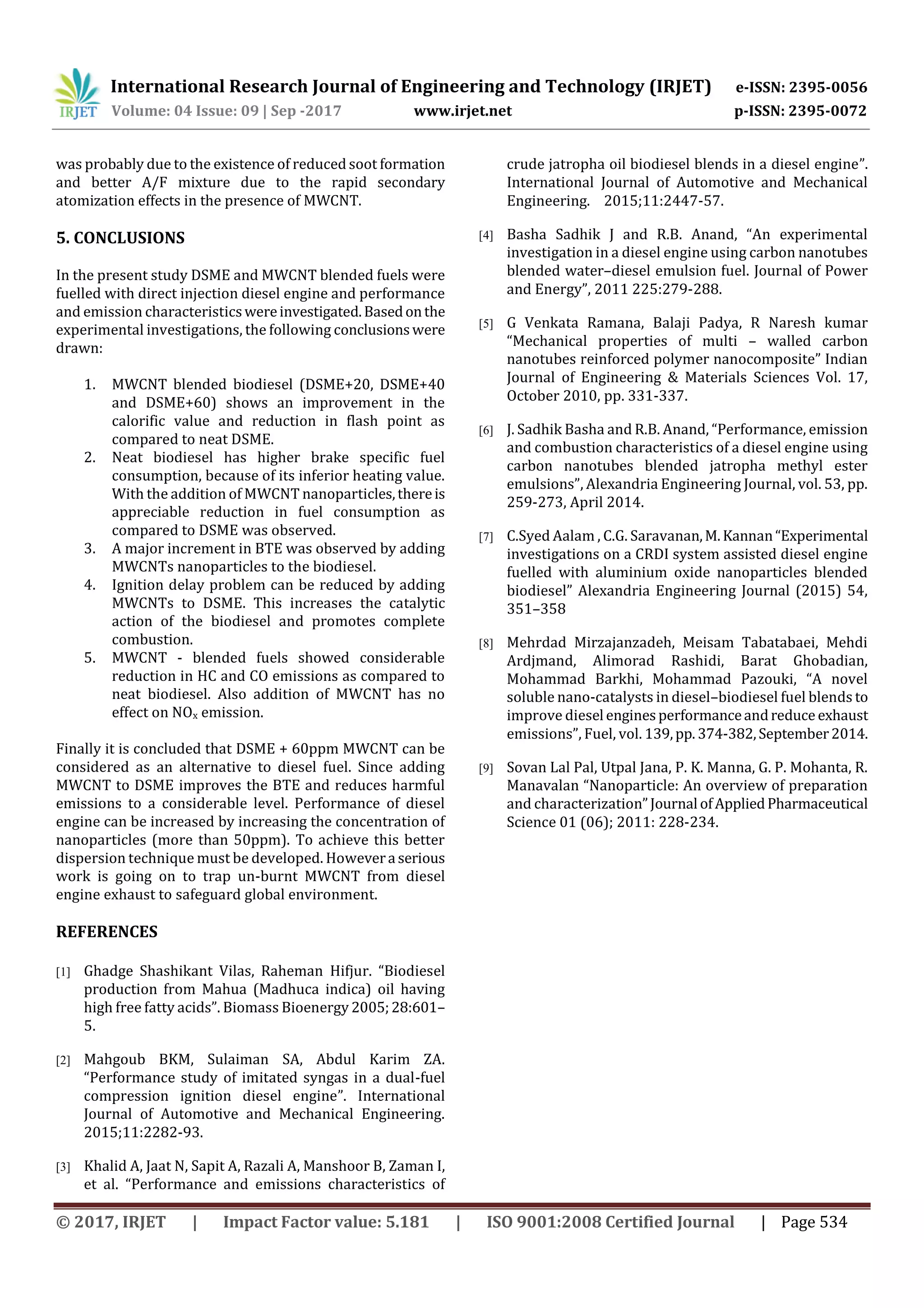 Performance and Emission Characteristics of Nano Biodiesel Blends ...