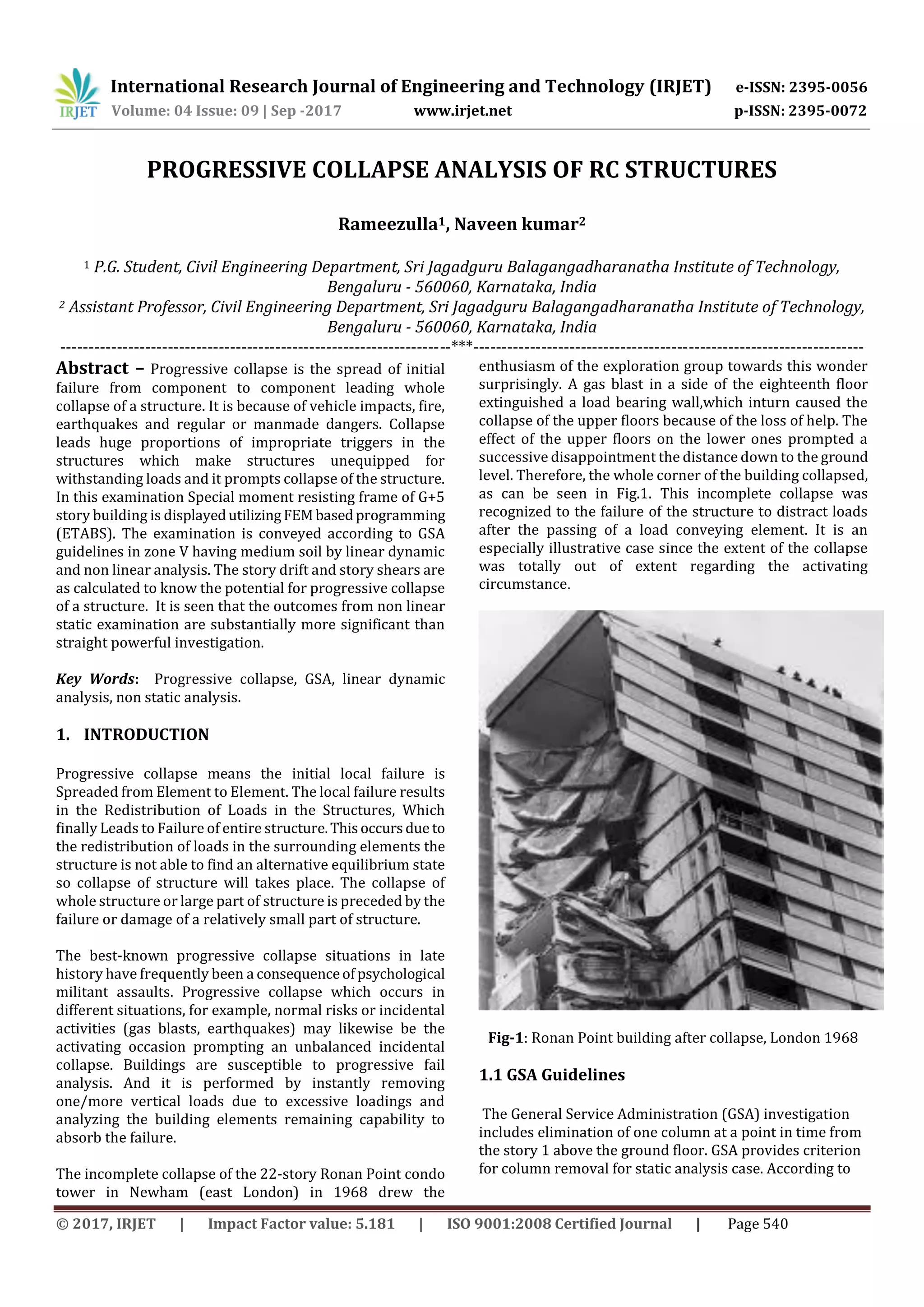 Progressive Collapse Analysis of RC Structures | PDF