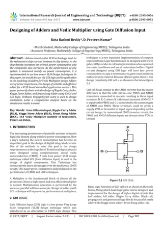 Designing of Adders and Vedic Multiplier using Gate Diffusion Input | PDF