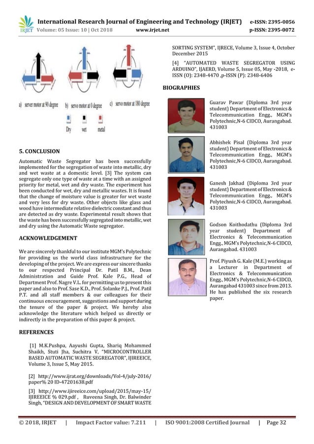 IRJET- Raspberry Pi Baesd Automated Waste Segregation System | PDF