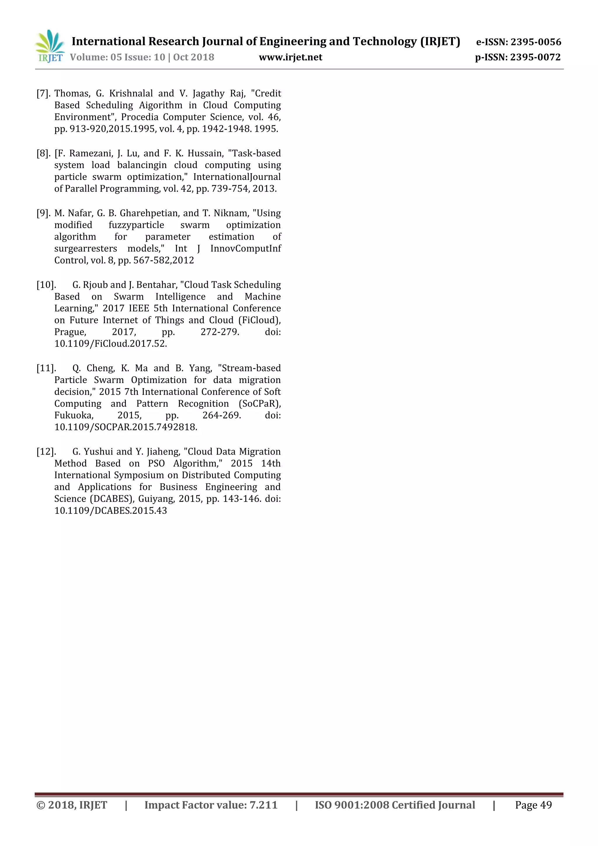 IRJET- Advance Approach for Load Balancing in Cloud Computing using (HMSO) Hybrid Multi Swarm ...