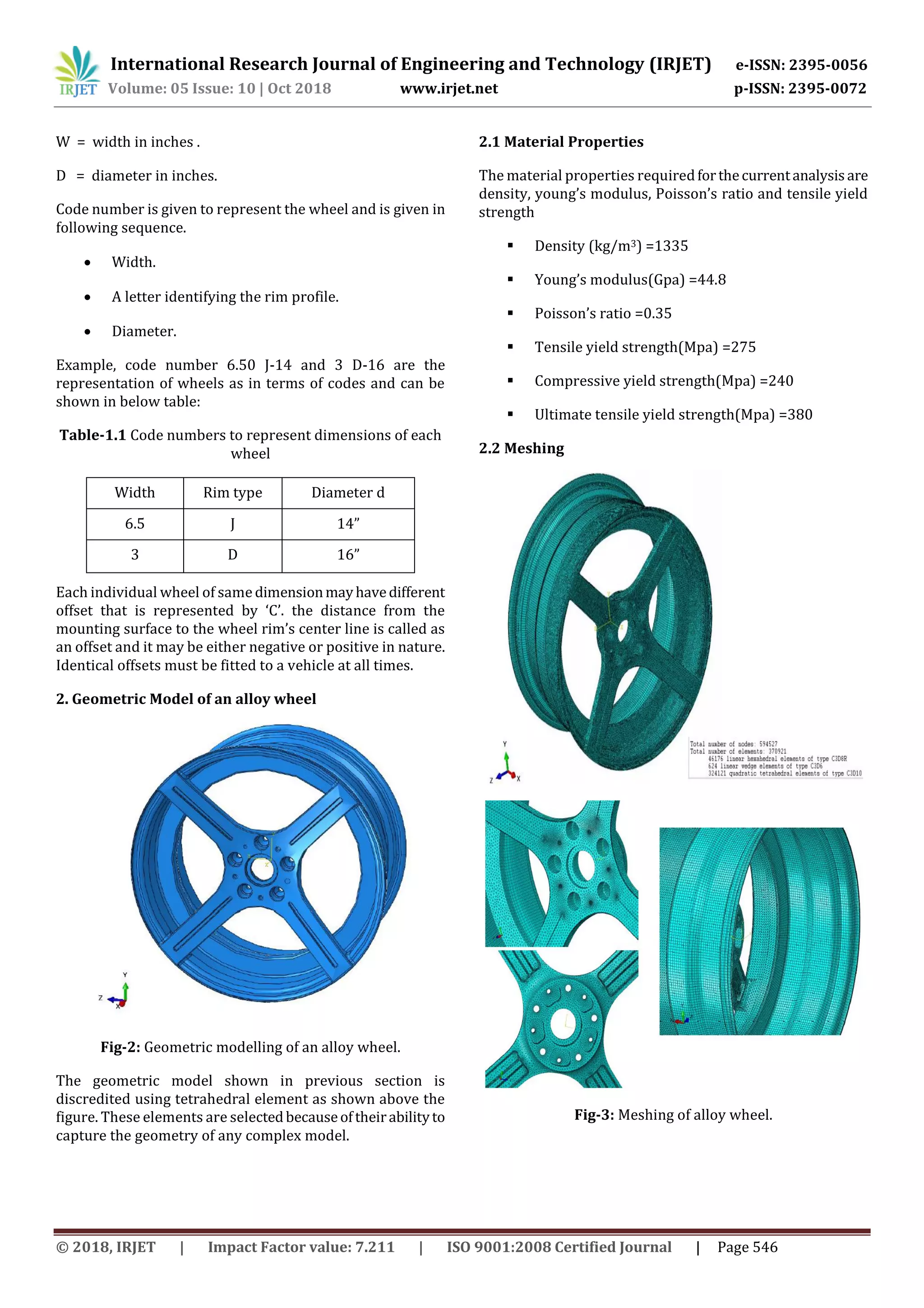 IRJET- Design and Analysis of Alloy Wheel for Multi-Purpose Vehicle | PDF