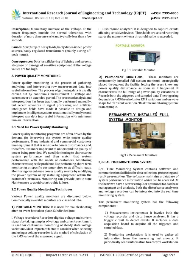 IRJET- A Review Paper on Power Quality Issues and Monitoring Techniques ...