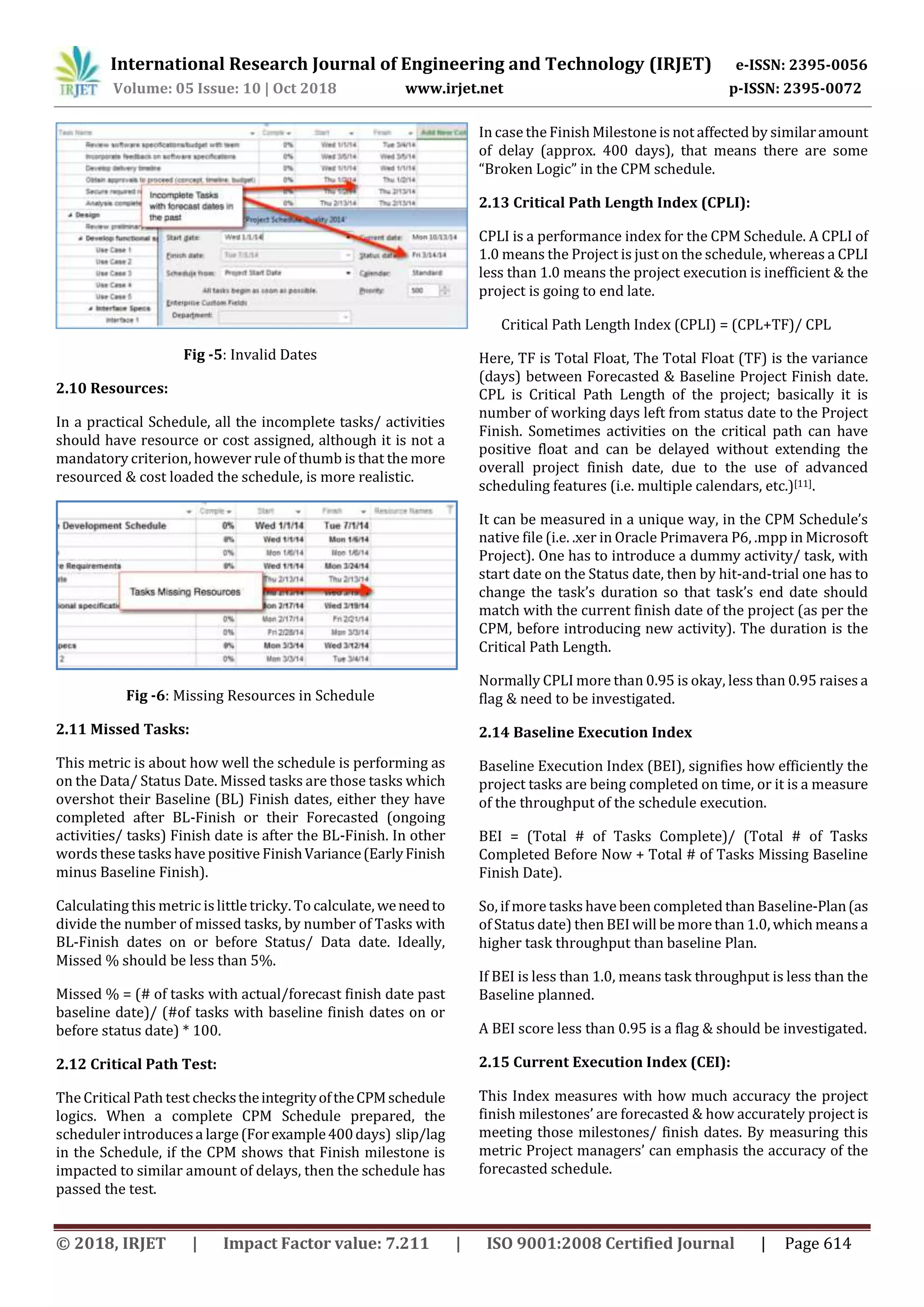 IRJET- Quality Matrices of Project Schedule | PDF