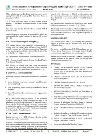 IRJET- Quality Matrices of Project Schedule | PDF