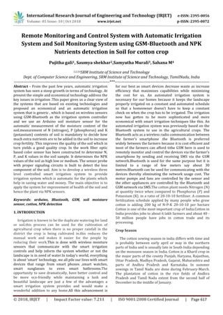 IRJET- Remote Monitoring and Control System with Automatic Irrigation System and Soil Monitoring ...