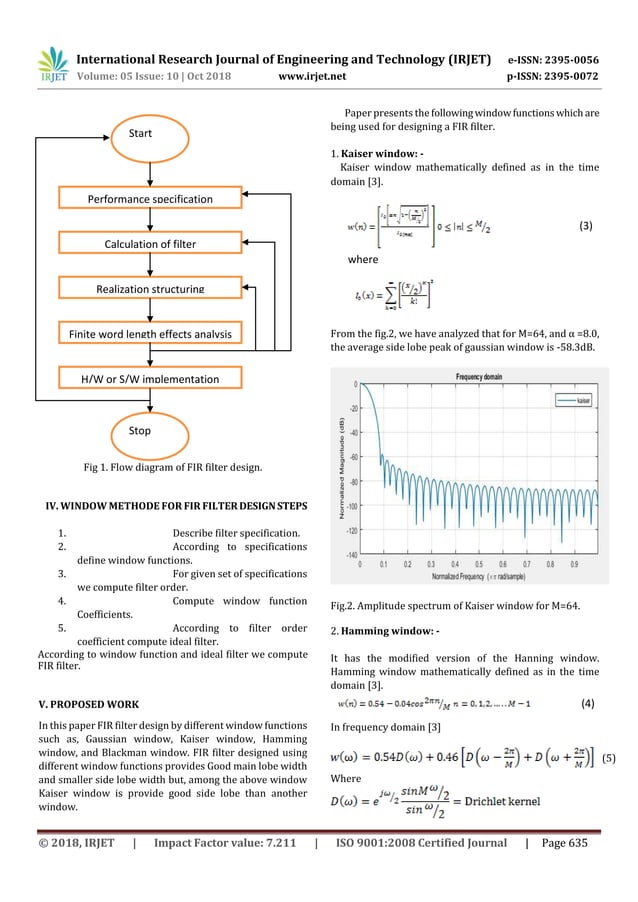 Irjet Comparison Of Fir Filter Using Different Window Functions Pdf