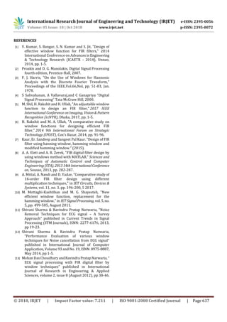 IRJET- Comparison of FIR Filter using Different Window Functions | PDF
