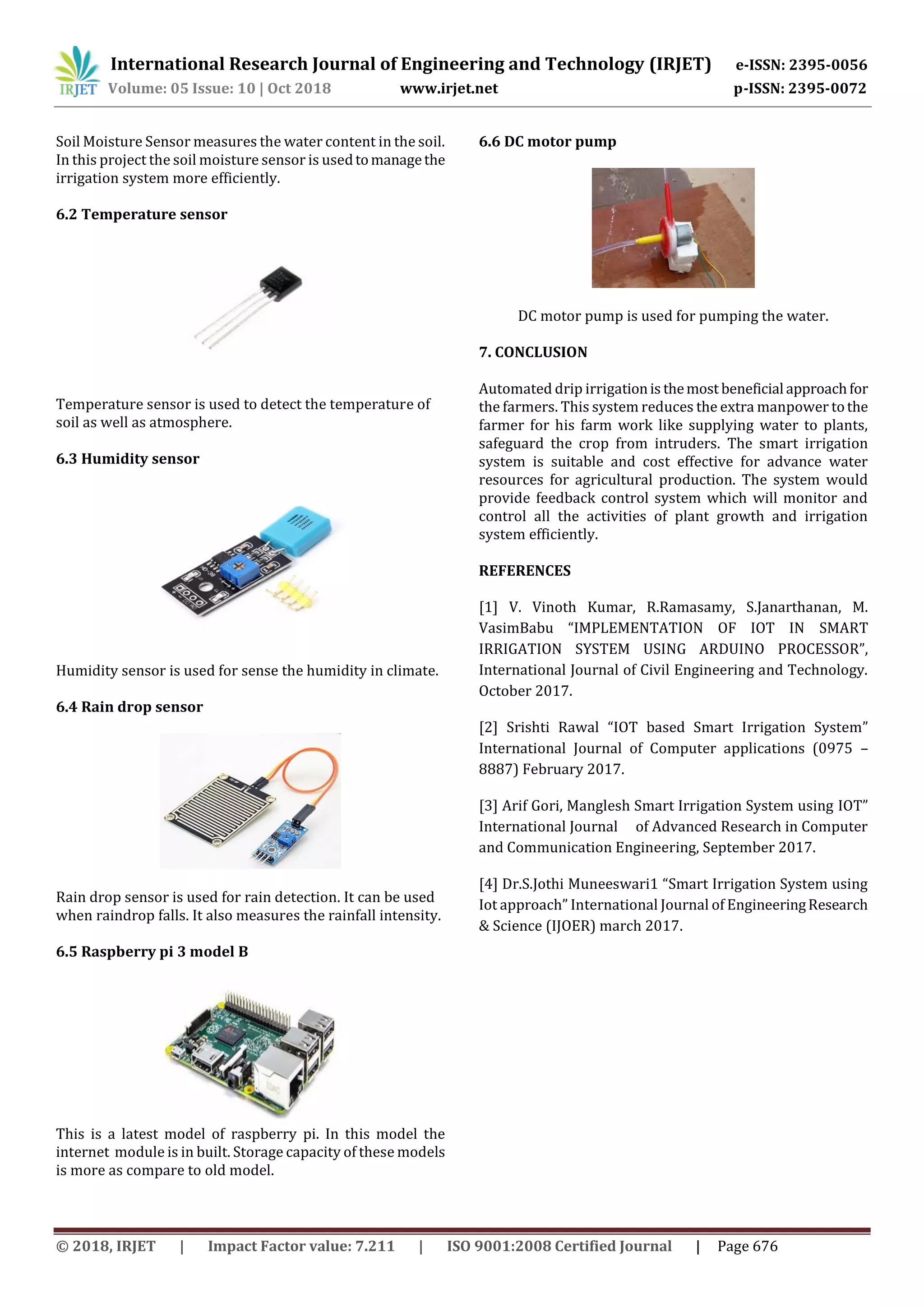 IRJET- Smart Drip Irrigation System using IoT | PDF | Agriculture | Industries