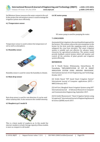 IRJET- Smart Drip Irrigation System using IoT | PDF | Agriculture | Industries