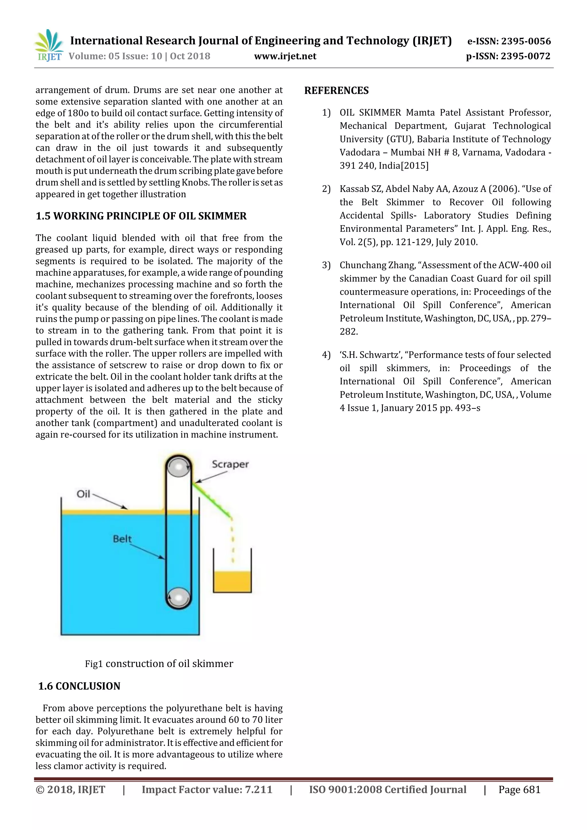 IRJET- Review on Analysis of Oil Skimmer | PDF
