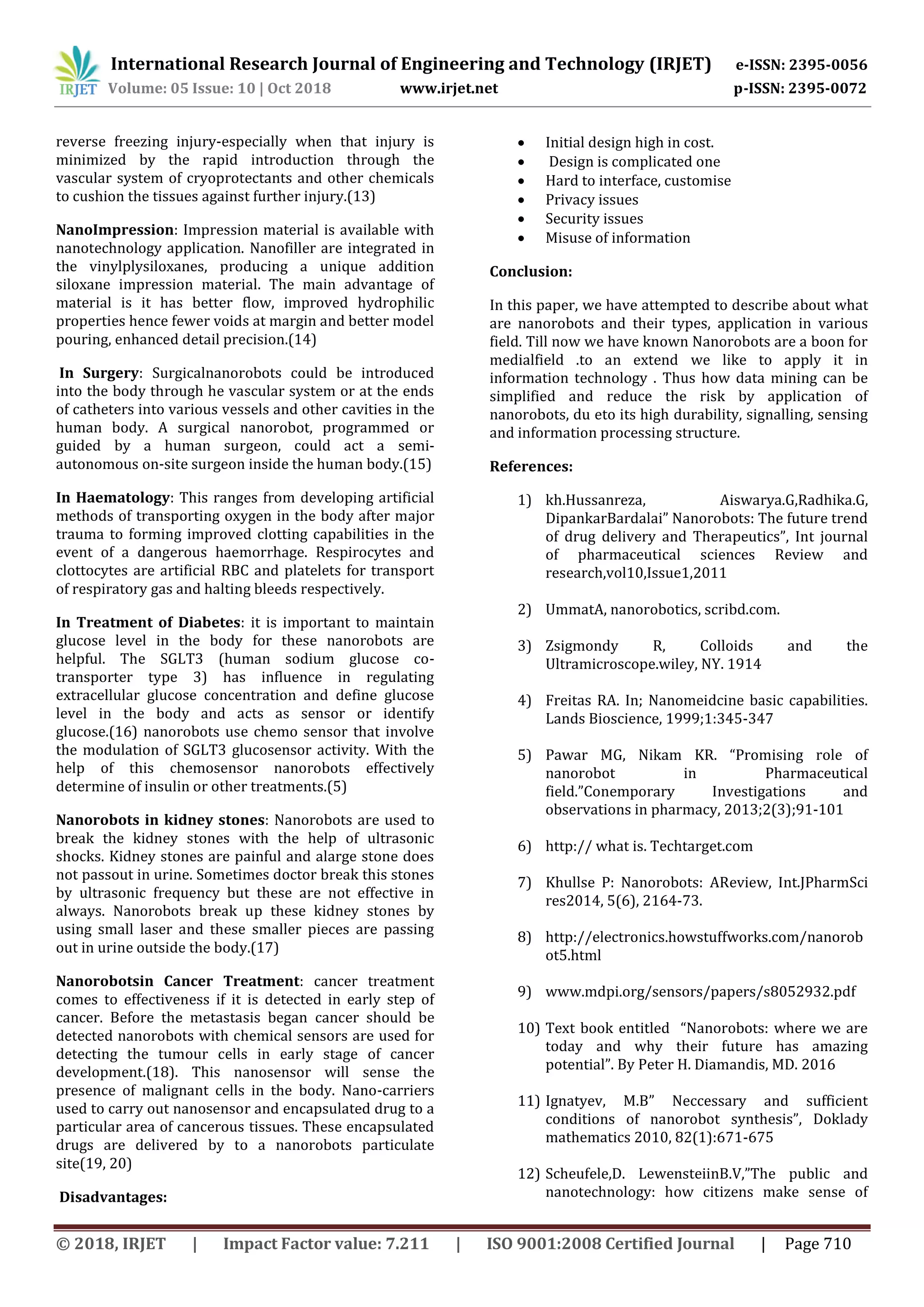 IRJET- Nanorobots: Application in Data Mining | PDF | Free Download