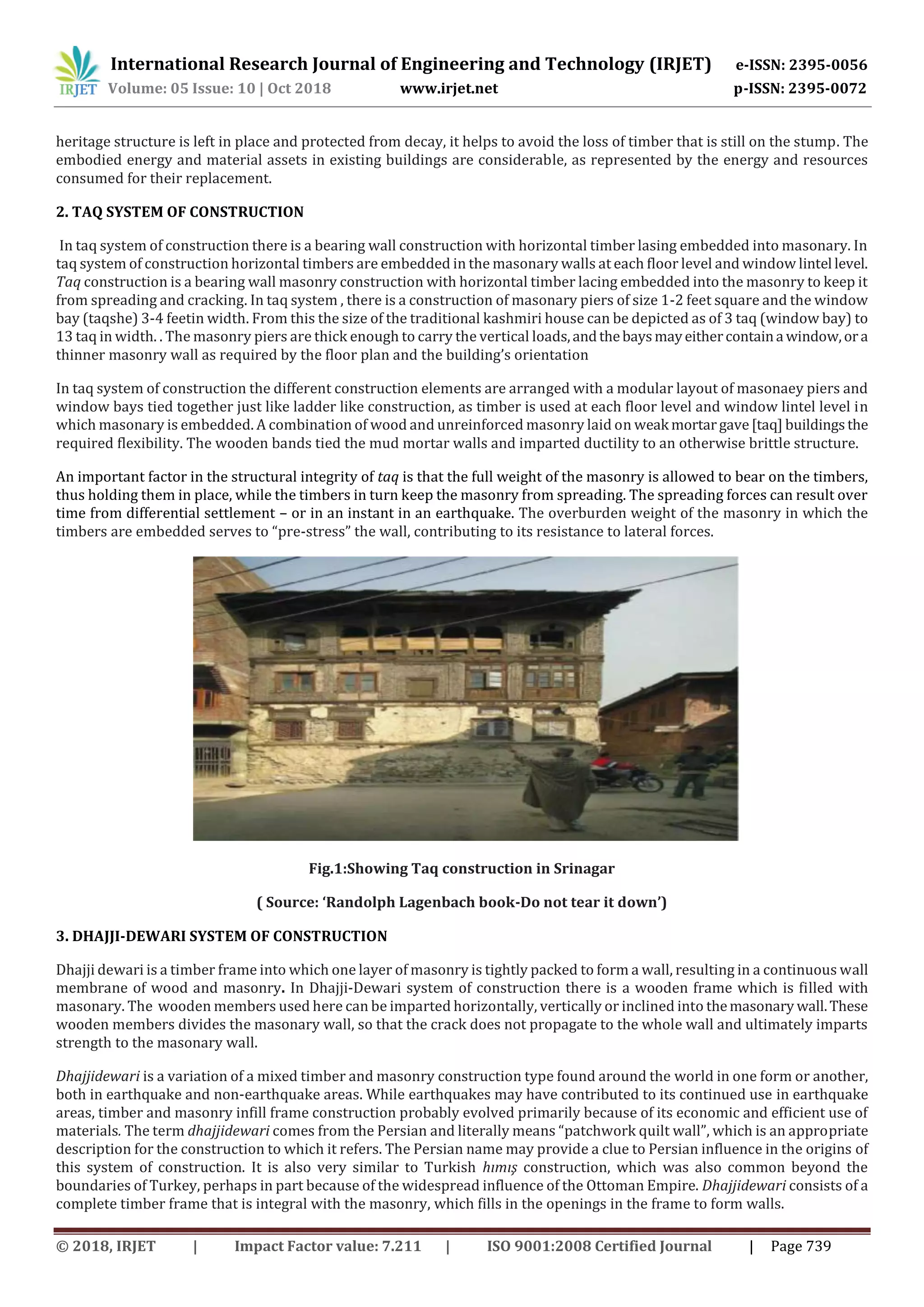 IRJET- Seismic Resistance of Traditional Kashmiri Architecture | PDF