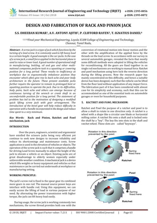 IRJET- Design and Fabrication of Rack and Pinion Jack | PDF