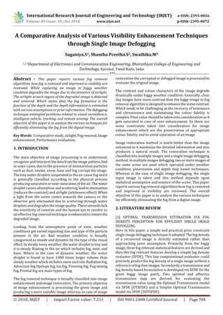 IRJET- A Comparative Analysis of various Visibility Enhancement Techniques through Single Image ...