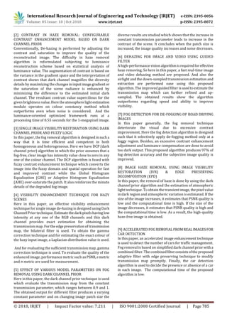 IRJET- A Comparative Analysis of various Visibility Enhancement ...