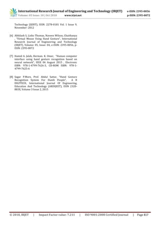 IRJET- Survey Paper on Vision based Hand Gesture Recognition | PDF | Computing | Technology ...