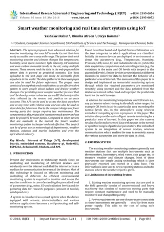 IRJET- Smart Weather Monitoring and Real Time Alert System using IoT | PDF