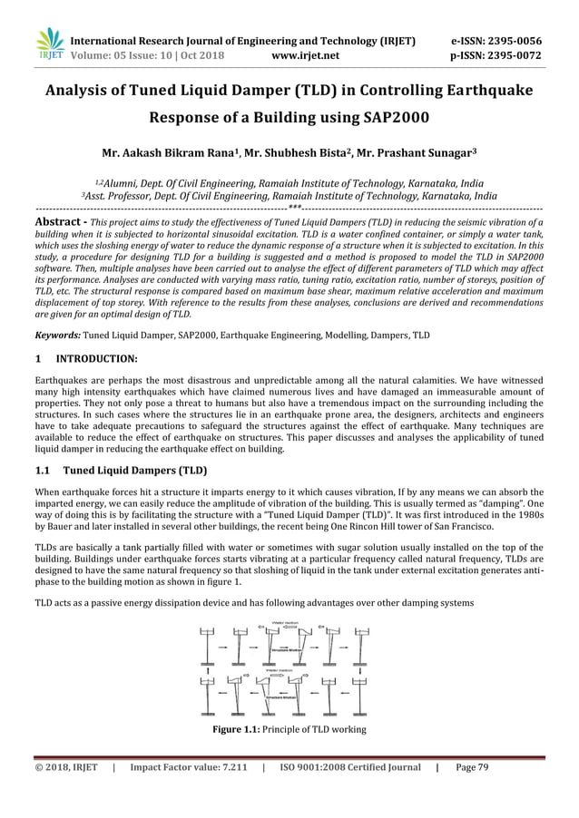 IRJET- Analysis of Tuned Liquid Damper (TLD) in Controlling Earthquake Response of a Building ...