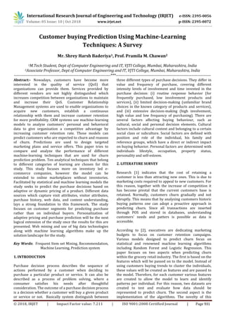 IRJET- Customer Buying Prediction using Machine-Learning Techniques: A Survey | PDF | Marketing ...