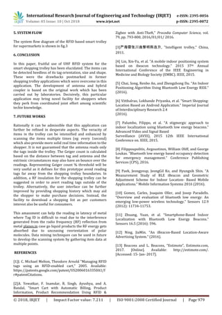 IRJET- Radio Frequency Identification (RFID) based Smart Trolley for Supermarket | PDF