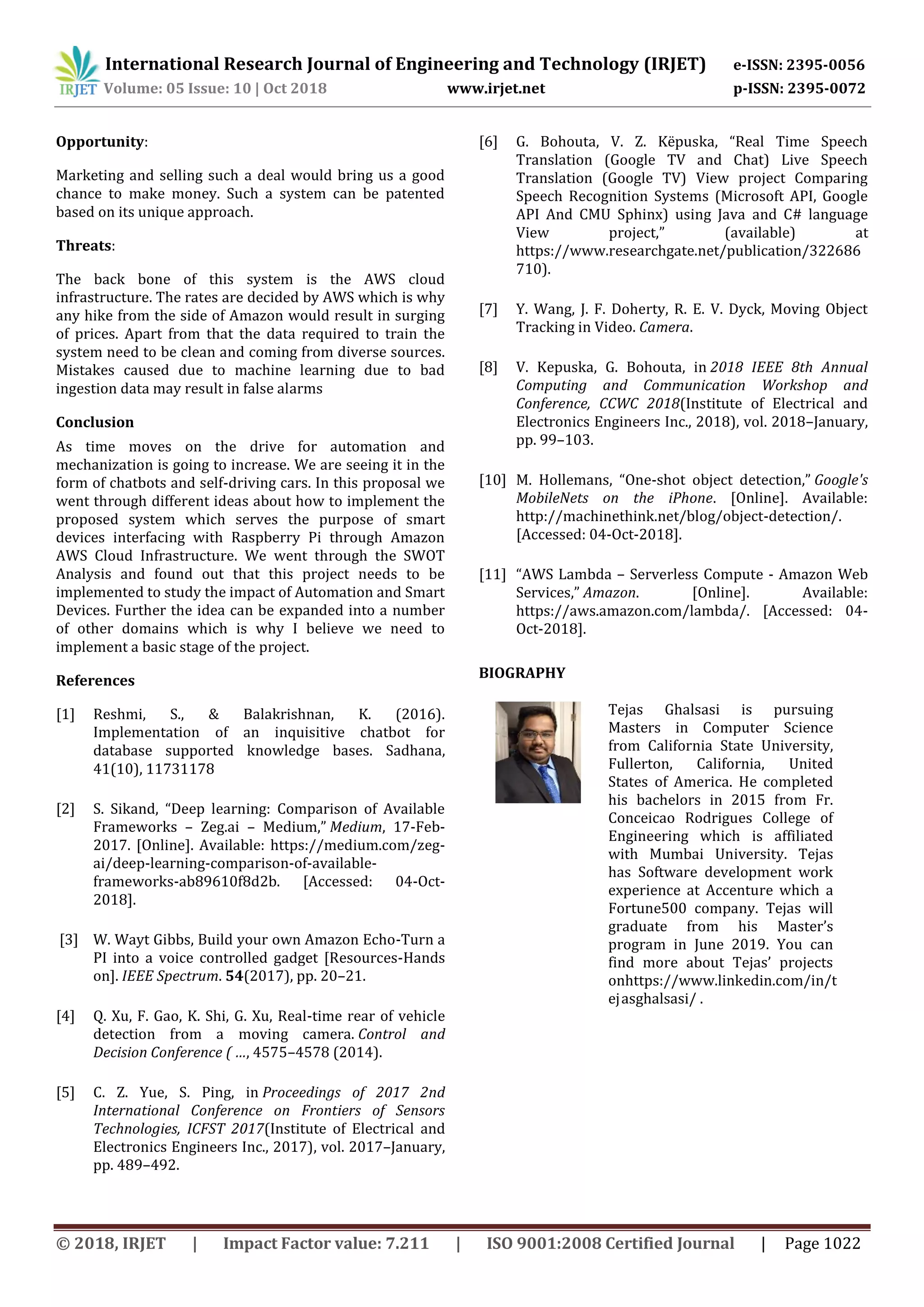 Irjet A Survey On Real Time Object Detection Using Voice Activated Smart Iot Pdf