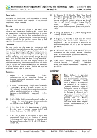 IRJET- A Survey on Real Time Object Detection using Voice Activated Smart IoT | PDF