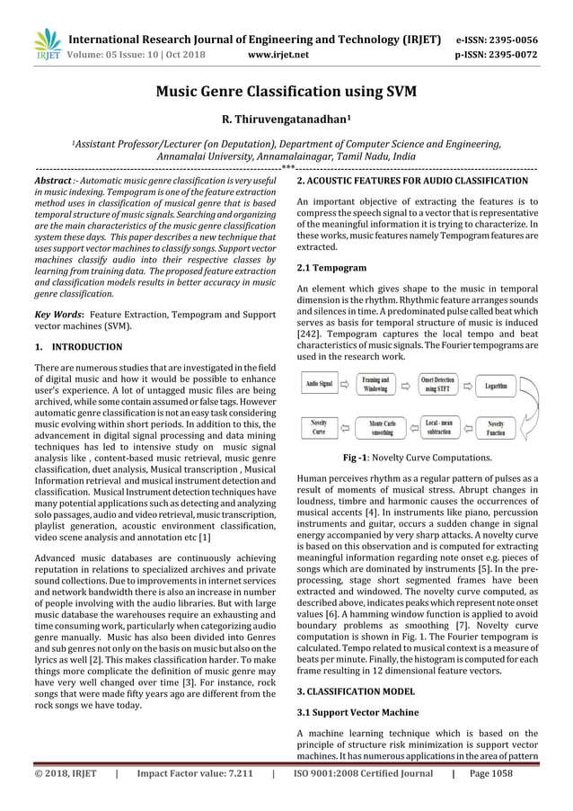 Irjet Music Genre Classification Using Svm Pdf