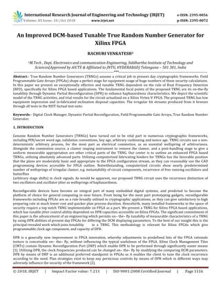 IRJET- An Improved DCM-Based Tunable True Random Number Generator for Xilinx FPGA | PDF