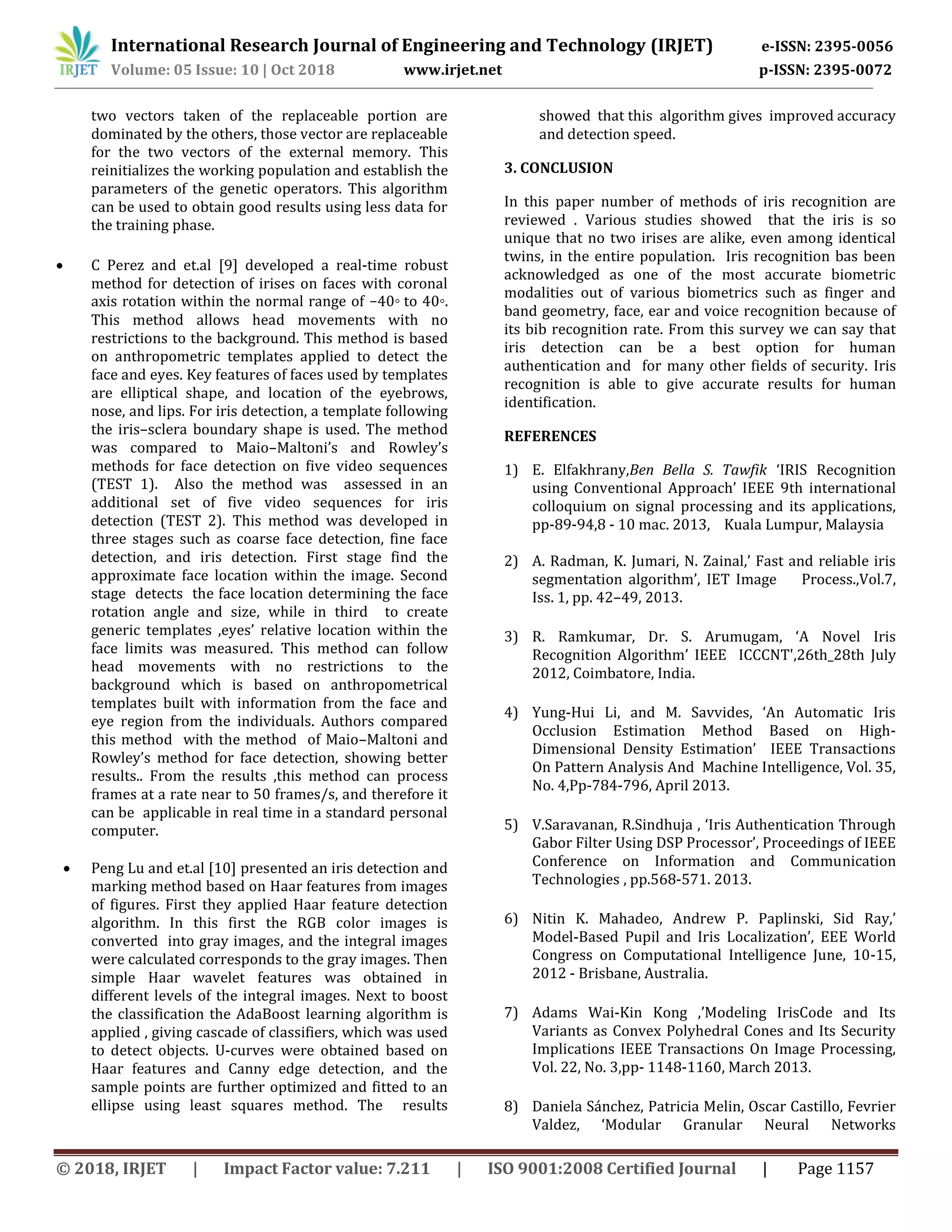 Irjet Survey Of Iris Recognition Techniques Pdf