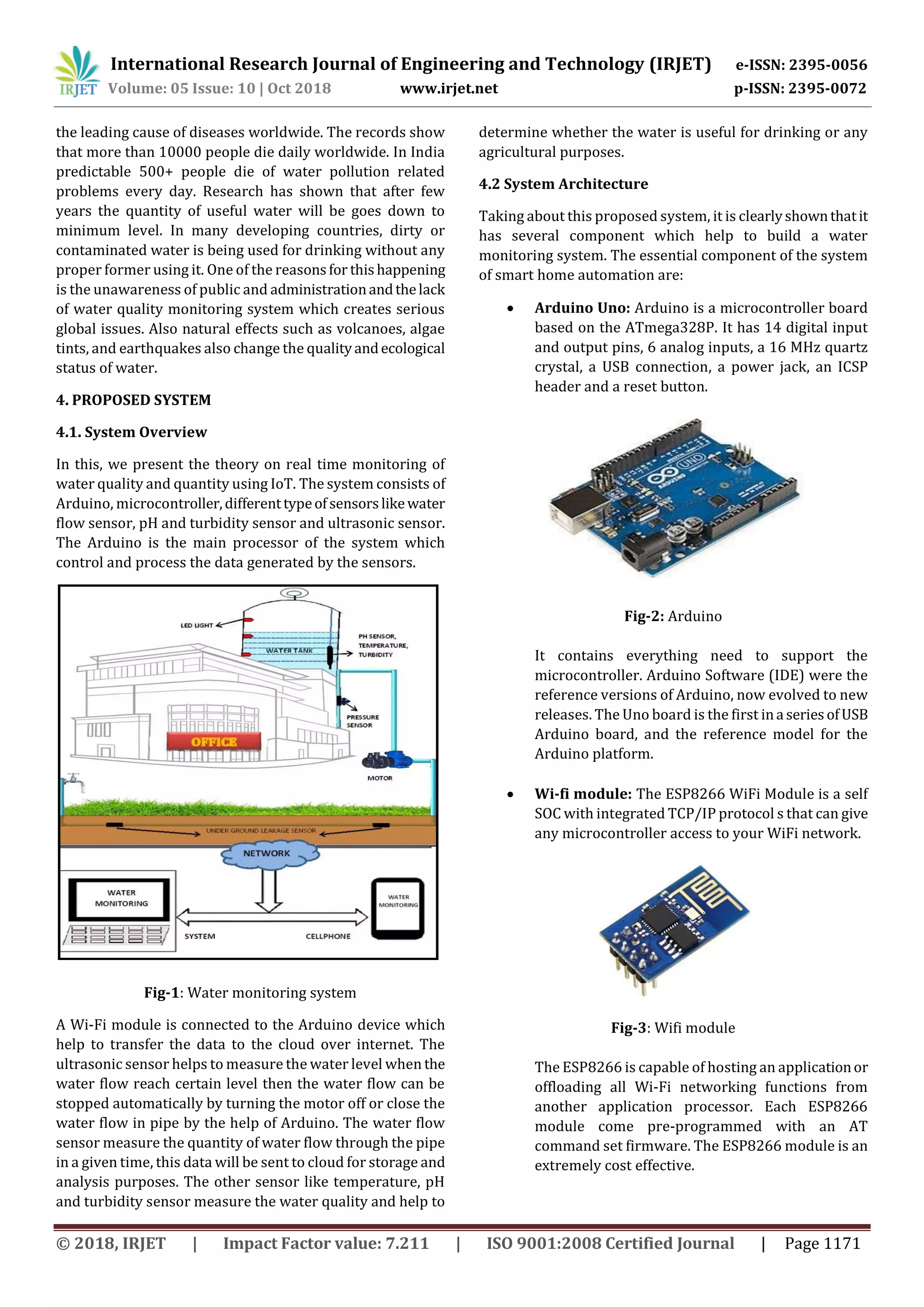 IRJET- Smart Water Monitoring System using IoT | PDF