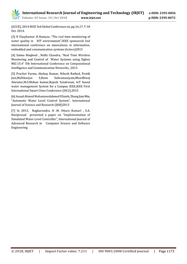 IRJET- Smart Water Monitoring System using IoT | PDF