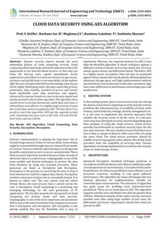 IRJET- Cloud Data Security using AES Algorithm | PDF